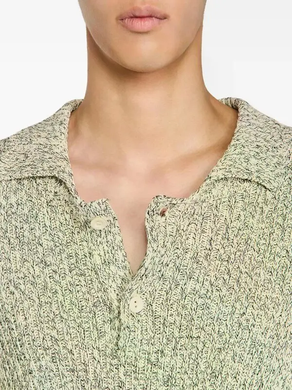 Sandro Marl Cotton Knit Polo Shirt - Neutrals