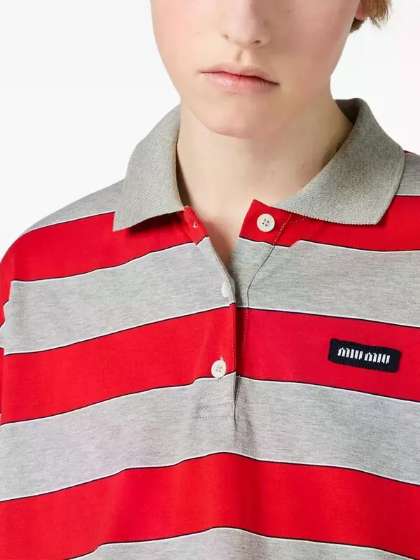 Miu Miu Striped Long-sleeve Polo Shirt