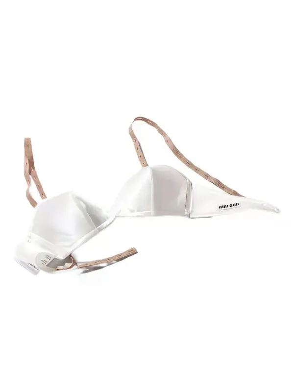 Miu Miu Logo-patch Satin Bra - White