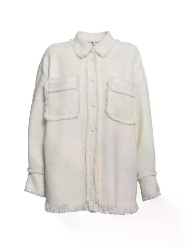 MSGM Frayed Pocketed Tweed Shirt Jacket