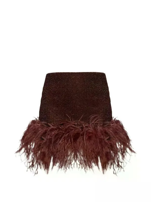 Oseree Feather-trim Mini Skirt