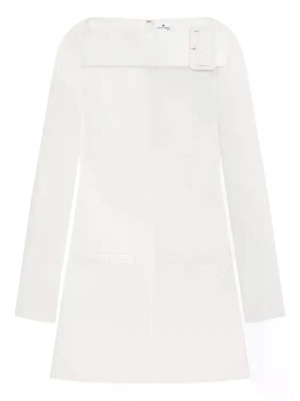 COURREGES Buckle Long-sleeves Mini Dress - White