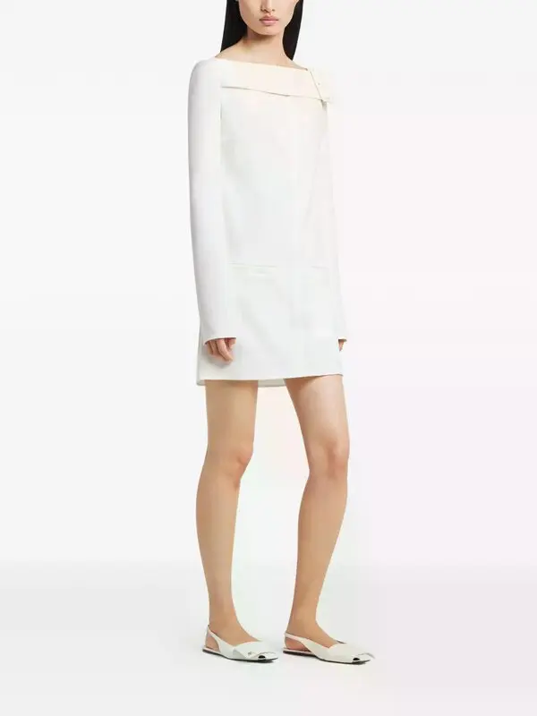 COURREGES Buckle Long-sleeves Mini Dress - White