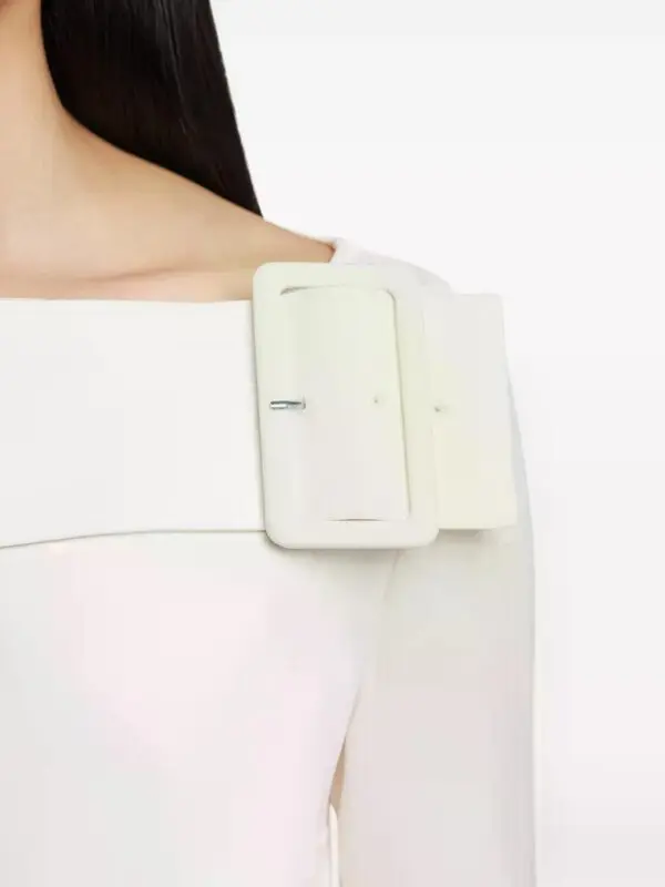 COURREGES Buckle Long-sleeves Mini Dress - White
