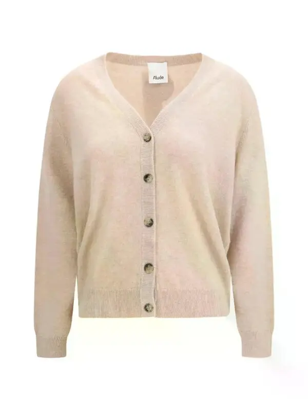 ALLUDE Button V-neck Cardigan - Neutrals