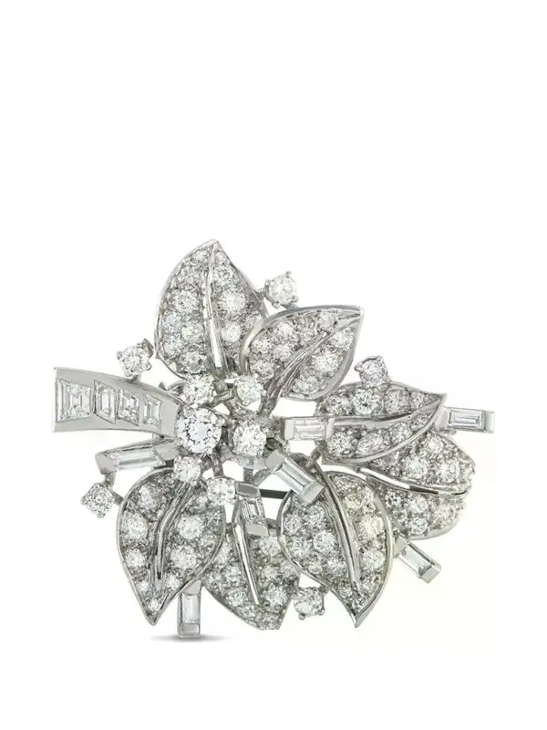 SEAMAN SCHEPPS Leaf-motif Diamond Brooch - Silver