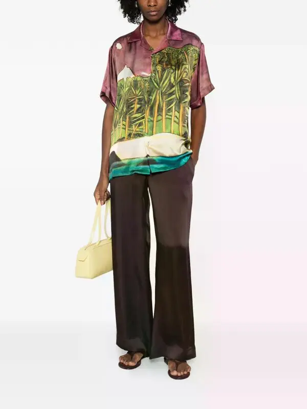 DONDE ESTEBAN La Sierra Printed Silk Shirt - Green