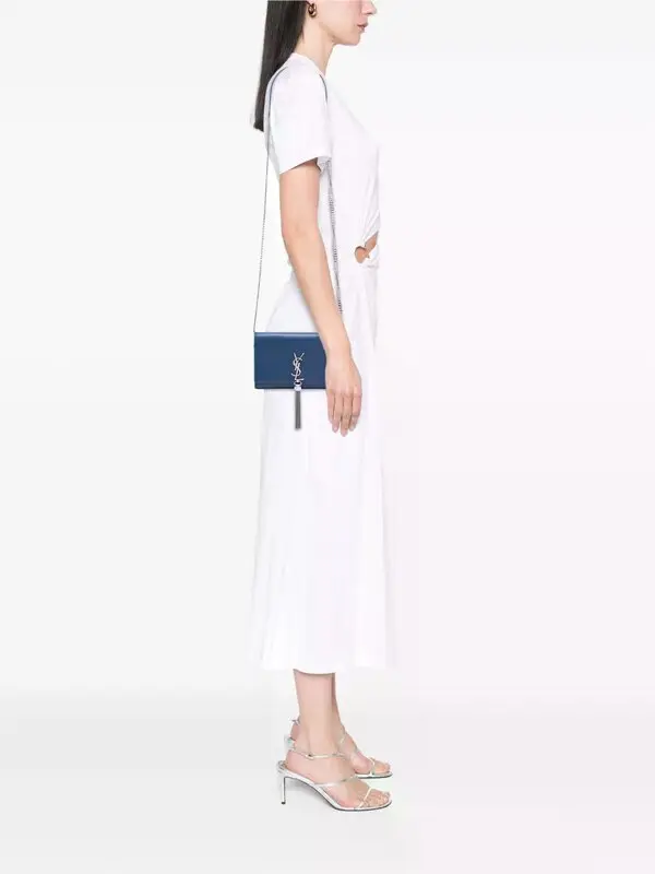 Saint Laurent 2017 Monogram Kate Tassel Crossbody Bag - Blue