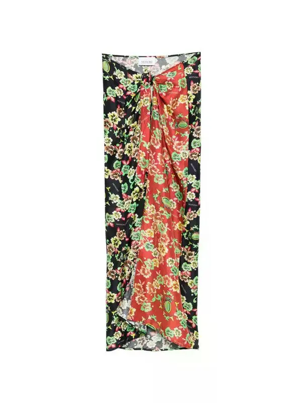 MONOKI Floral-print Maxi Skirt With Knot Detail - Black