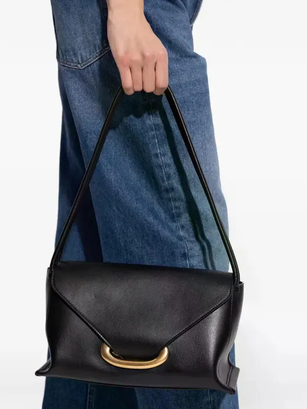 WANDLER Veneto Curved Top Handle Tote Bag - Black
