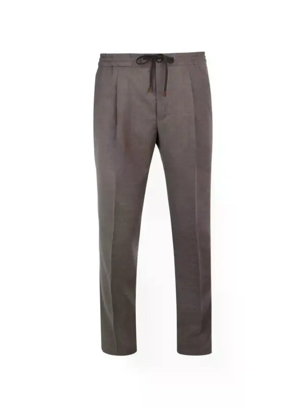 SLOWEAR Drawstring Pleated Trousers - Grey