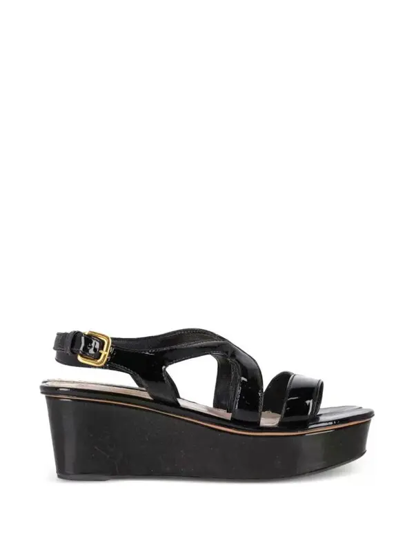 Prada Slingback Patent-leather Wedge Sandals