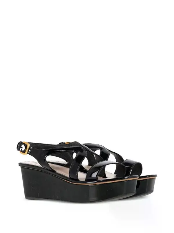 Prada Slingback Patent-leather Wedge Sandals