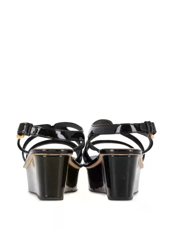 Prada Slingback Patent-leather Wedge Sandals