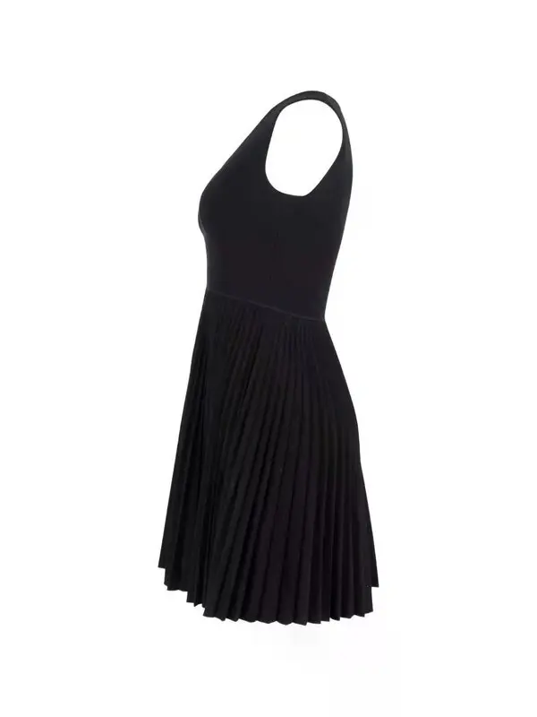 strapless open back dress Theory Long Sleeve Pleated Skirt Min Poly in Black