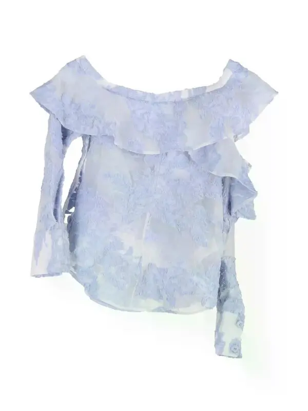 SELF-PORTRAIT Floral Ruffled Asymmetrical Top