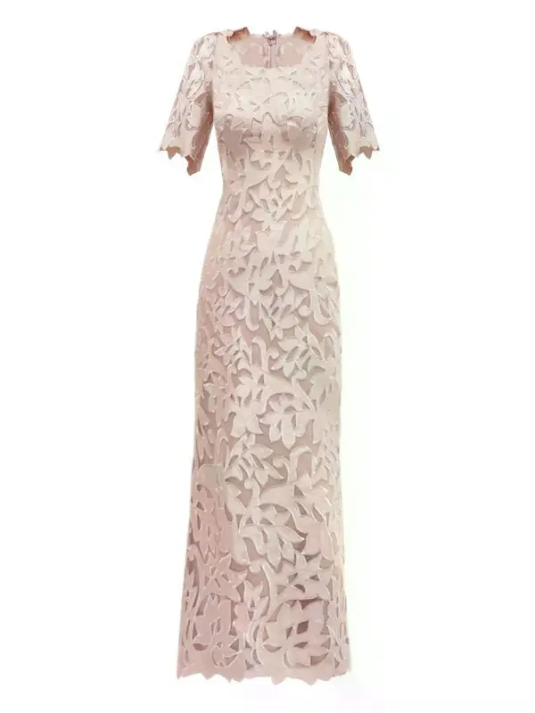 GEMY MAALOUF Floral-embroidery Midi Dress - Neutrals