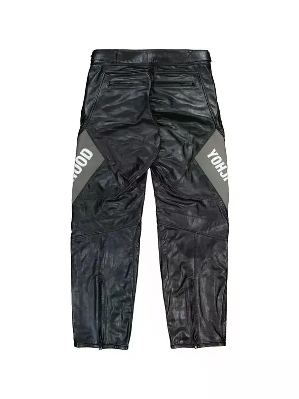 Y3 Racer Logo Leather Trousers