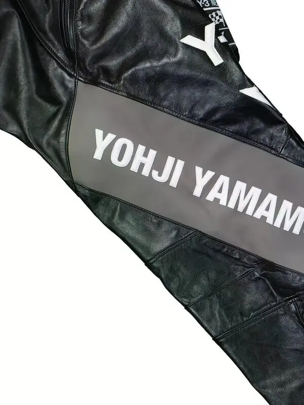 Y3 Racer Logo Leather Trousers