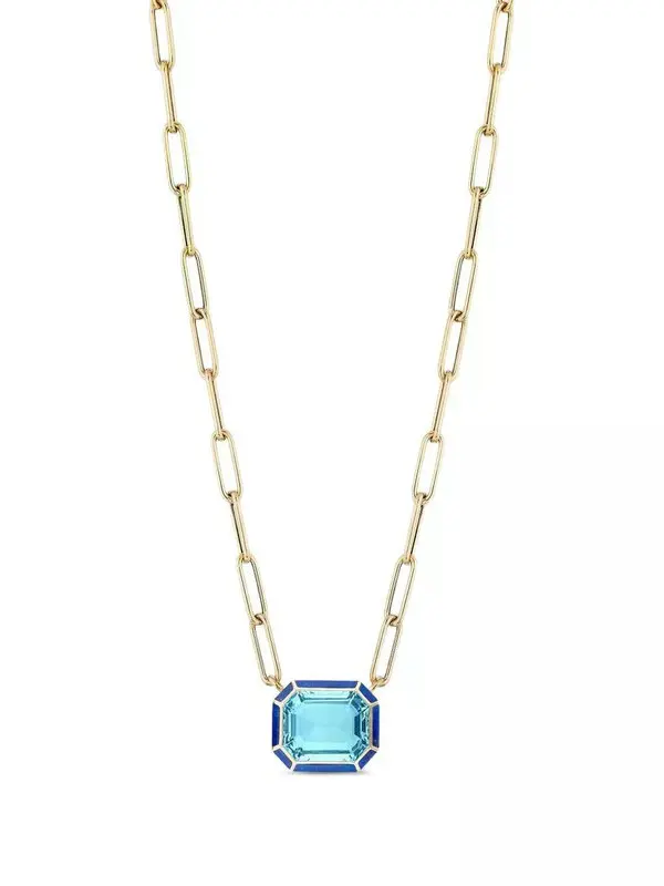 Goshwara Blue Topaz Pendant Necklace - Gold