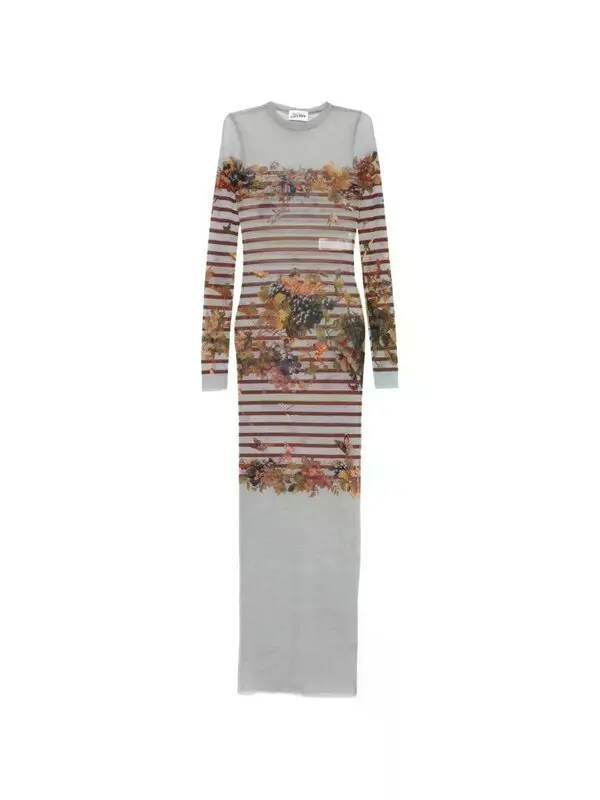 Jean Paul Gaultier Striped Printed Maxi Dress - Grey