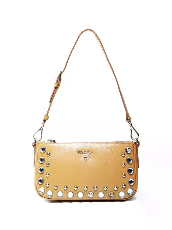 Prada 2000-2020 Studded Leather Shoulder Bag