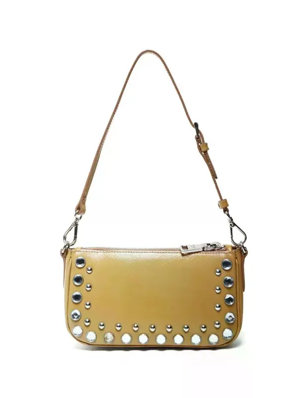 Prada 2000-2020 Studded Leather Shoulder Bag