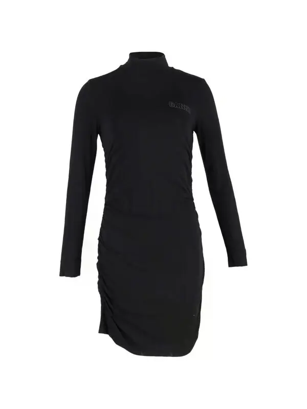 GANNI Ruched Turtleneck Mini Dress