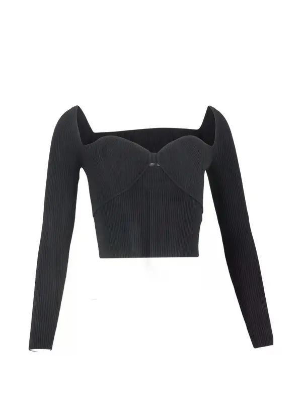 SELF-PORTRAIT Long-sleeve Cropped Top