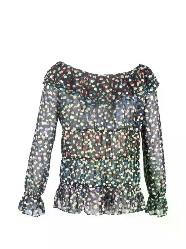 Rixo Metallic Floral-print Silk Top