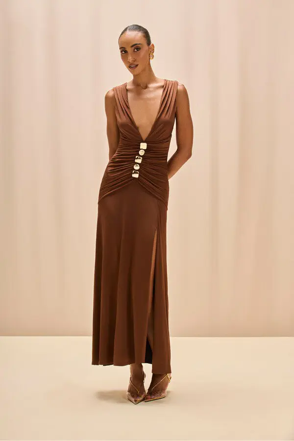 PatBO Moonlit Jersey Plunge Gown