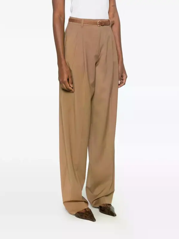 Max Mara Pleated Belted Trousers - Brown