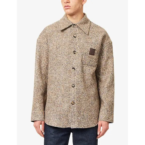 Loewe Anagram-patch Bouclé Wool-blend Overshirt
