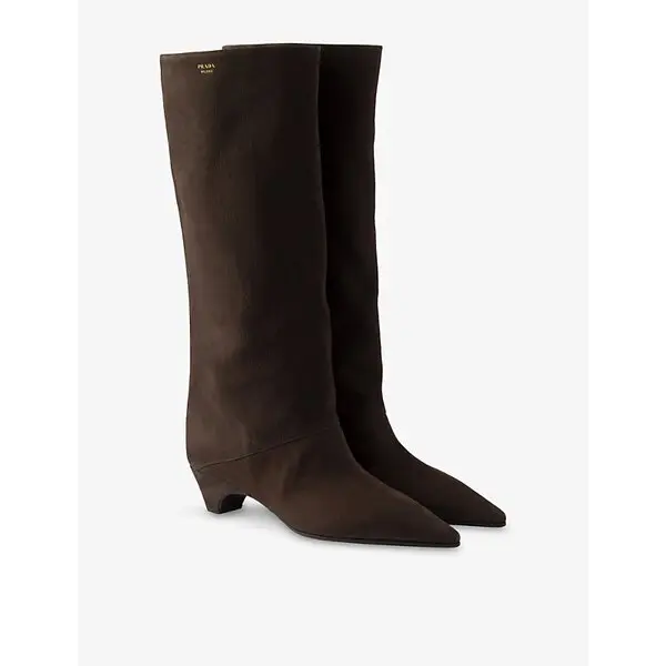 Prada Pointed-toe Leather Knee-high Boots