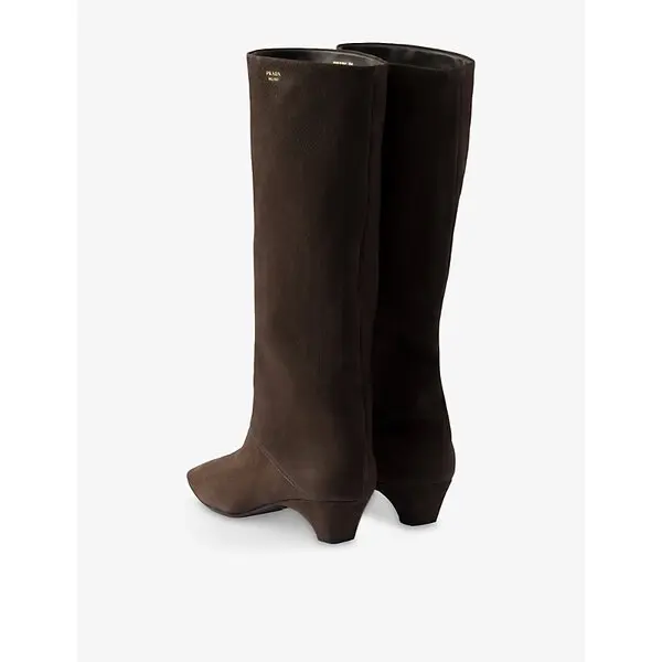 Prada Pointed-toe Leather Knee-high Boots