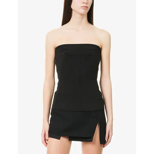 Rick Owens Bustier Cinched Stretch-woven Top