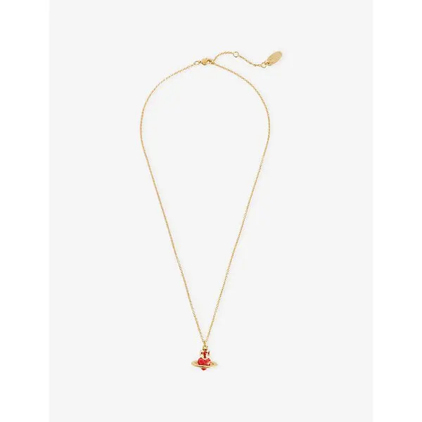 VIVIENNE WESTWOOD Fabianna Bas Relief Pendant Necklace - Gold / Red Enamel