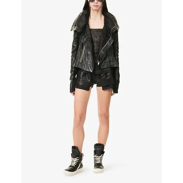 Rick Owens Naska Biker Asymmetric Leather Jacket