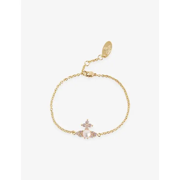 VIVIENNE WESTWOOD Feodora Gold-plated Bracelet - Gold/champ/pink Pearl
