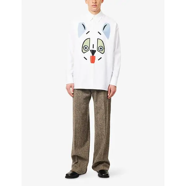Loewe Cat Face Embroidered Cotton Shirt