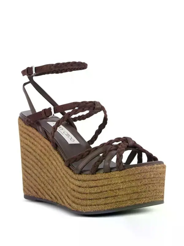 JIMMY CHOO Nyra Leather Wedge Sandals