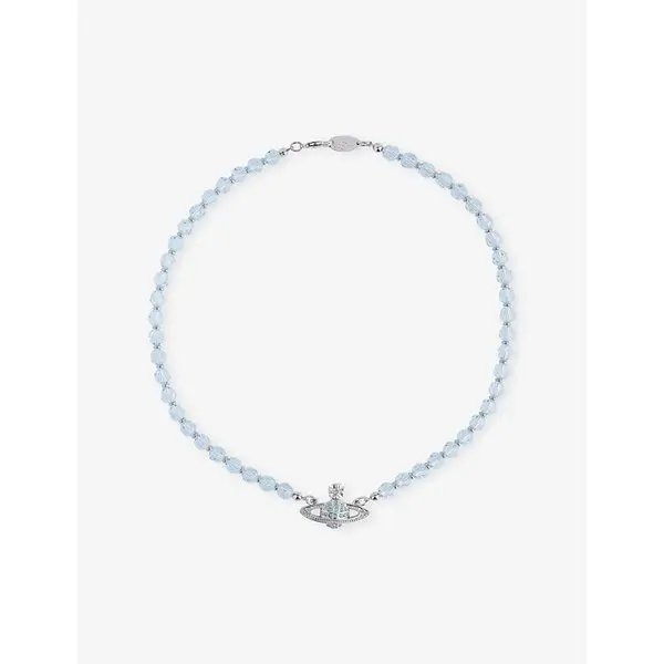 VIVIENNE WESTWOOD Messaline Choker - Plat/aqua Bohem Cryst