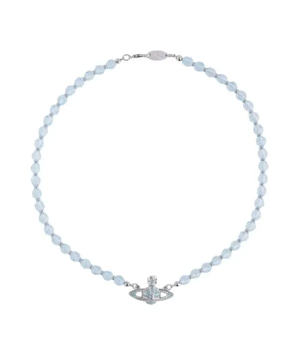 VIVIENNE WESTWOOD Messaline Choker - Plat/aqua Bohem Cryst