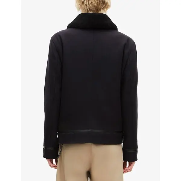 The Kooples Short Contrast-collar Suede Jacket