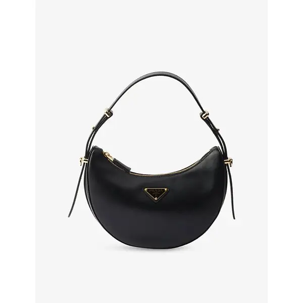 Prada Arqué Mini Leather Shoulder Bag - Black