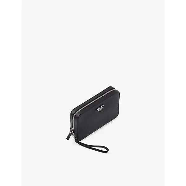 Prada Logo-plaque Saffiano-leather Clutch