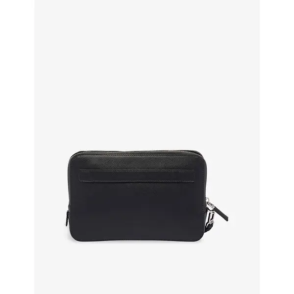 Prada Logo-plaque Saffiano-leather Clutch