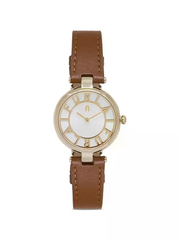 Furla Lettered 34mm Watch - Brown