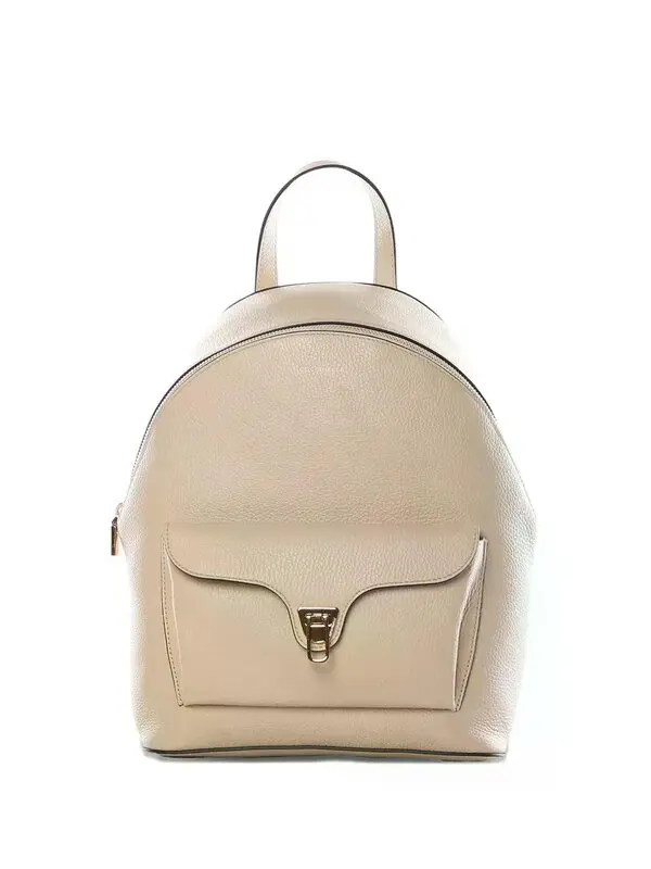 COCCINELLE Flap-pocket Leather Backpack - Neutrals