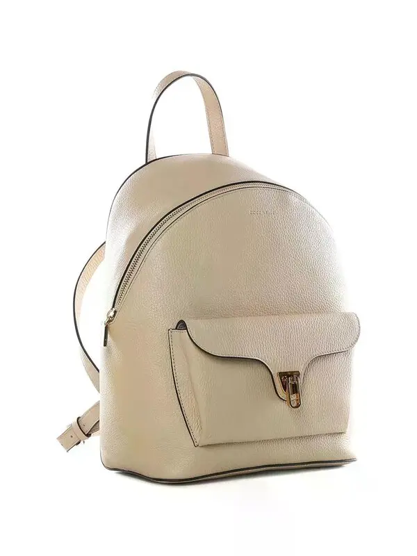 COCCINELLE Flap-pocket Leather Backpack - Neutrals